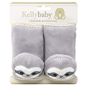 Kelly Baby Grey Sloth Plush Seat Belt Cover & Neck Pillow Set