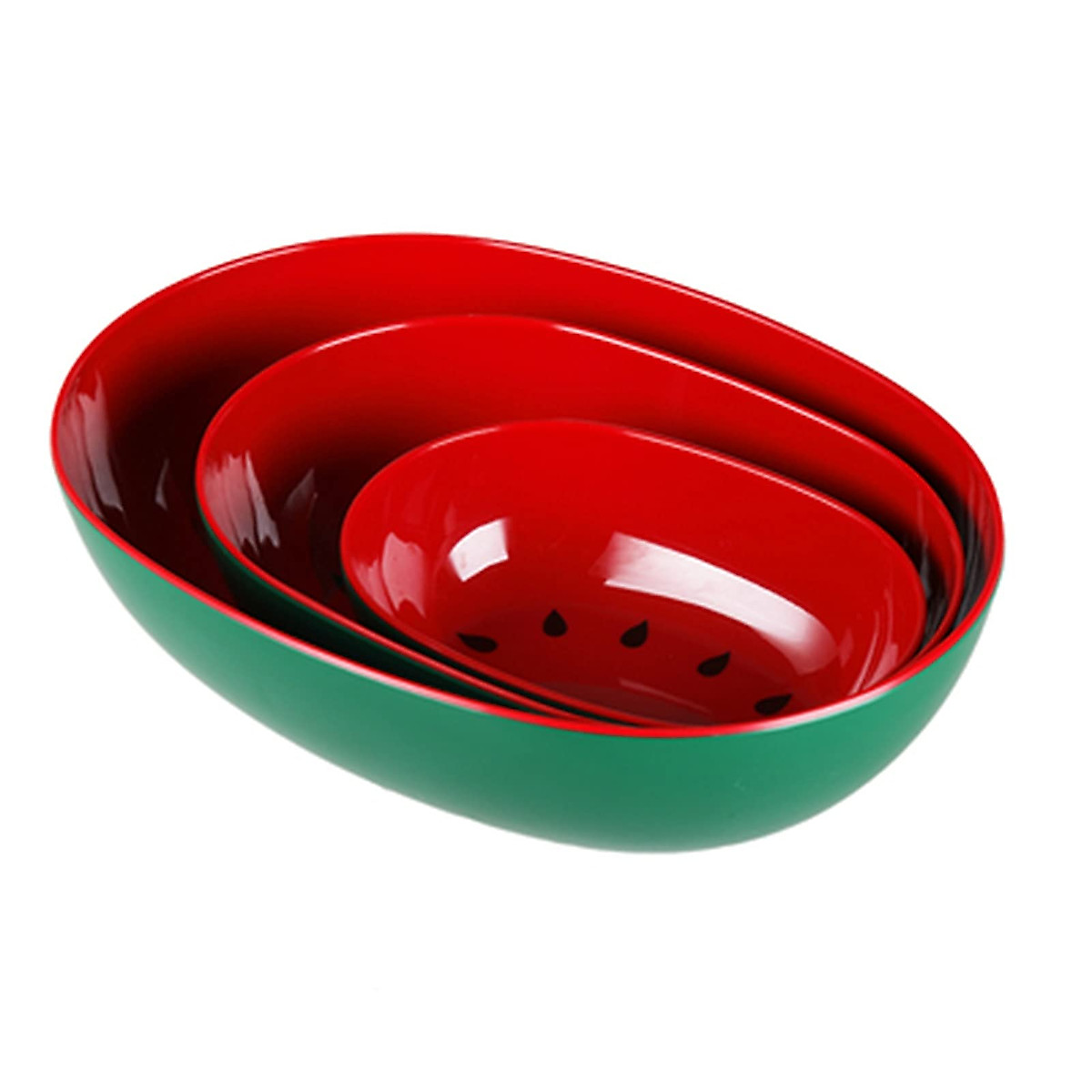 Three-piece Watermelon-style Fruit Plate-snack, Candy And Fruit Storage Tray, Sturdy Fruit Bowl For Indoor Living Room, Large, Medium And Small Three-piece Set (Color : Red)
