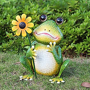 chisheen Garden Frog Statue Outdoor Decor Metal Frog Yard Art Sculpture