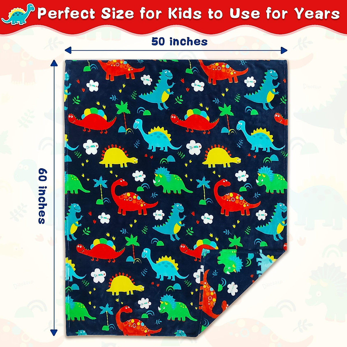 Lukeight Toddler Blanket for Boys and Girls, 380 GSM Thick Kids Blanket for Birthday Gifts, Cozy Baby Blanket, Plush Receiving Blanket (Dinosaur, 50x60 Inches)
