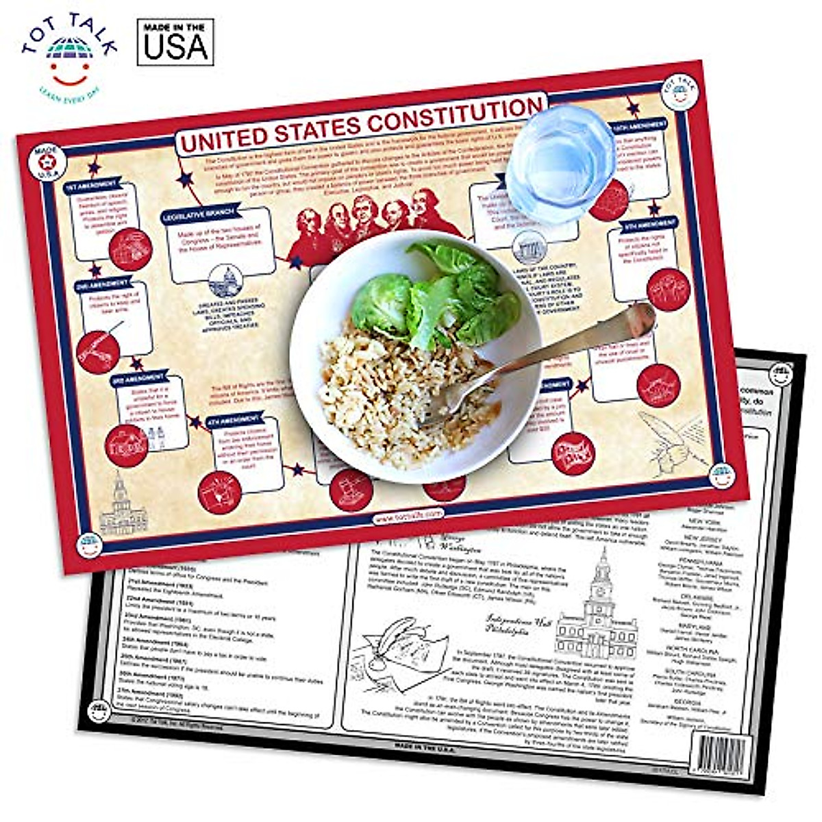Tot Talk Placemat U.S. Constitution Meal Dining Kids Mat tot1079