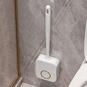 SAAKO Toilet Bowl Brush Wall Mounted Floor Toilet Brush Silicone Toilet Cleaner Brush Toilet Brush Holder with Lid Design