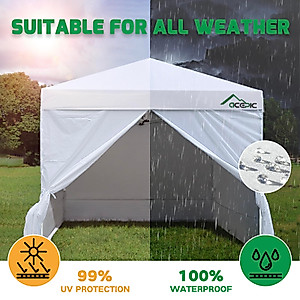 Acepic Instant Canopy Tent Sidewalls for 10x10 Pop Up Canopy 210D Waterproof,4 Piece Sidewalls, with Doors,White(4PCS Sidewalls Only, Canopy Tent NOT Included)
