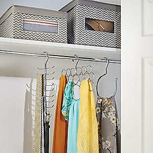iDesign Axis Metal Loop Scarf Hanger, No Snag Closet Organization Storage Holder for Scarves, Men's Ties, Women's Shawls, Pashminas, Belts, Accessories, Clothes, 18 Loops ,0.3" x 9.9" x 11.2", Chrome