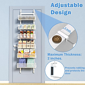 Emmalee Over the Door Pantry Organizer, 6-Tier Hanging Spice Rack with Adjustable Hooks Detachable Frame, Space Saving Door Organizer for Kitchen, Storage Room, Bathroom, Bedroom (6 Tier, White)