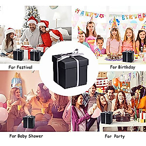 Dasofine 6 Pcs Black Gift Boxes with Lids, 5”×5”×5” Fold Required Kraft Paper Gift Boxes, Medium Gift Box, Gift Boxes for Presents, Party Favors, Halloween, Birthday-Foldable