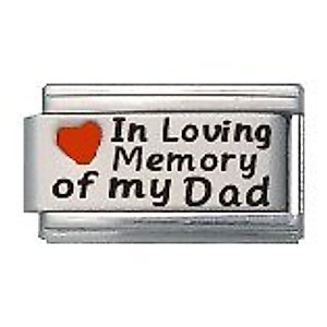 in Loving Memory of My Dad Enamel Red Heart Laser Italian Charm