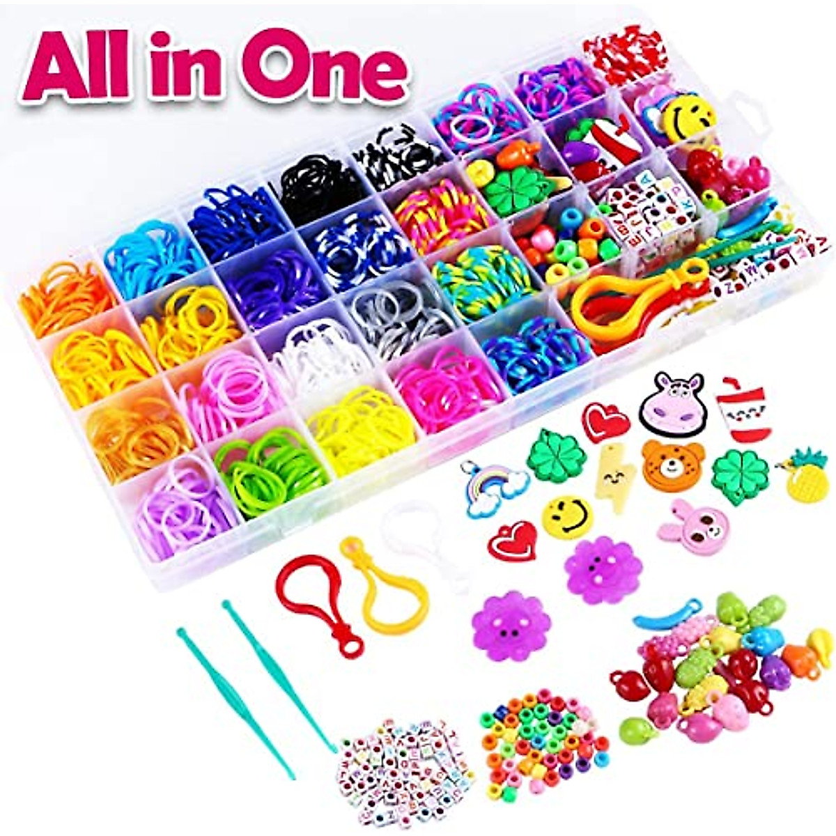 FUNZBO Rubber Band Bracelet Kit - Loom Bracelet Making Kit, Rubber Bands for Bracelets, Loom Bands Kit, Arts and Crafts Supplies, Crafts for Kids Age 4-8, Crafts for Girls Ages 6-8, 8-12 (Medium)