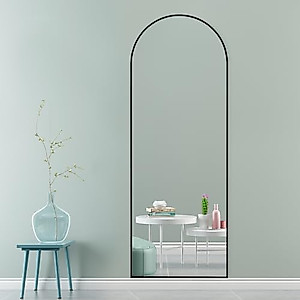RACHMADES 64"x21", Body Floor Mirror with Stand, Standing Hanging or Leaning Against Wall for Bedroom, Sleek Arched-Top , Modern Full Length Mirror