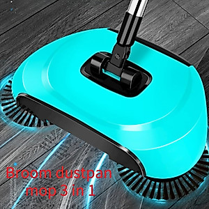 Generic 3-in-1 Easy Sweep: Hand Push Sweeper, Mop, Vacuum Combo for All Hard Floors - Effective on Pet Hair & Spills, Extra Cloths Included (Bright Red,Broom + 2 Original Cloths)