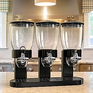 Triple Food Dispenser - Easy To Use Dry Food Dispenser Perfect As A Candy, Nuts, Rice, Granola, Cereal Dispenser & More - Dispensing 1 Ounce Per Twist And Preserving Freshness For Fun, Easy Serving.