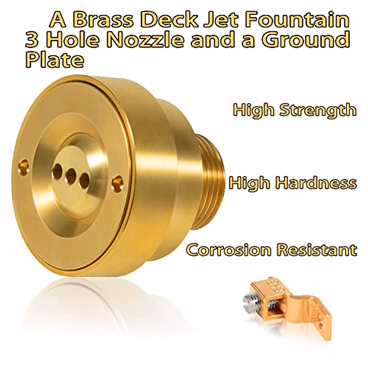 Deecaray Swimming Pool Spa Brass Deck Jet Fountain 3 Hole Nozzle with Ground Lug,Suitable for All Occasions of Fountains,Landscapes and Gardens
