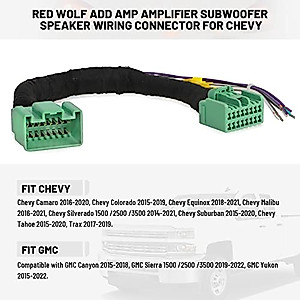 RED WOLF Add AMP Amplifier Subwoofer T Harness Wiring Speaker Connector Adapter Plug Compatible with 2014-2021 Chevy GMC Silverado Sierra Yukon Add an Amp Sub System to Factory Radio