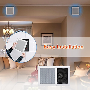 Herdio Bluetooth Ceiling Speakers 5.25 Inch 25 Watts in Wall Speakers Flush Mount Perfect for Indoor/Outdoor Placement, Bedroom, Kitchen, Covered Porches(A Pair, Paintable-Grille)