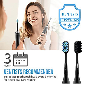 LANDWIND replacement toothbrush heads, fit Sensitive Gums and Teeth, Dupont Nylon Harmless for LANDWIND Sonic Electric Toothbrush, 2 Pro+2 Comfy Electric Toothbrush Heads -4 Pack (Black)