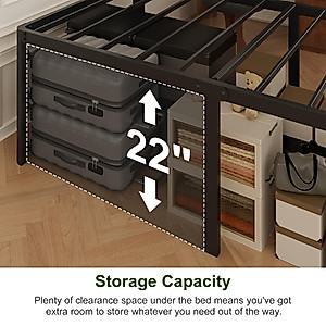 Yicensen 24 Inch High Queen Bed Frame Rounded Corner No Box Spring Needed, Heavy Duty Metal Queen Size Platform Bed Frame, Easy Assembly, Noise Free, Black