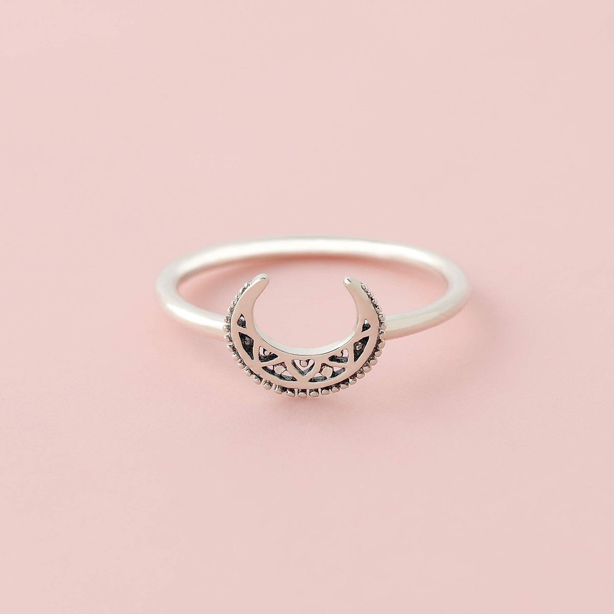 Boma Jewelry Sterling Silver Crescent Moon Boho Tribal Ring, Size 8