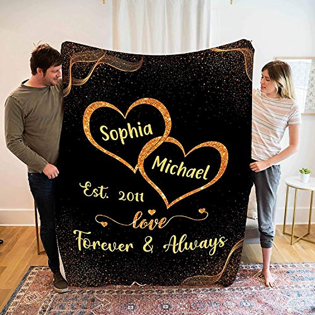 Customized Fleece Blankets for Wife with Husband's Name, Best Gift for Your Life Partner with Quotes, Valentine's Day Gifts, Birthday Gift, for Wife, Supersoft and Cozy Blanket