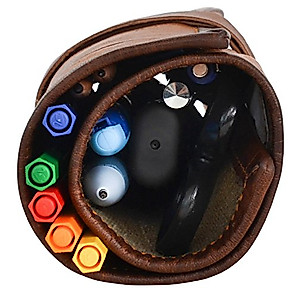 Vintage Stuff Genuine Leather Stationery Pencil Roll Case Handmade Art College Supplies Roll Wrap Pouch Holder Vintage Unisex Brown