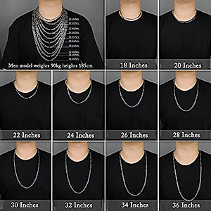 Monily Chain Necklace for Men 4MM 16 Inches Stainless Steel Figaro Link Chain for Women Boys