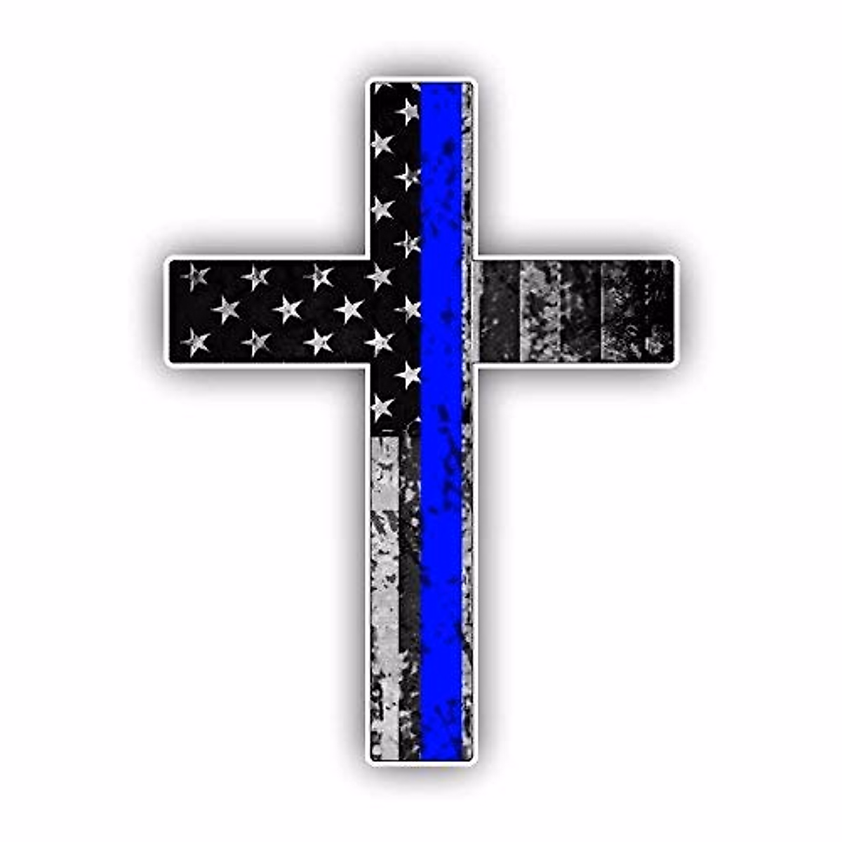 Magnet Thin Blue Line Cross USA Flag American Flag Magnetic vinyl bumper sticker sticks to any metal fridge, car, signs 5"