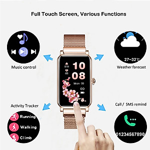 MBHB Exqusite Lady's Smart Watch, Health Monitor with Heart Rate Blood Pressure Sleep Monitor, HD Touch Screen Fitness Tracker for Women, Gold