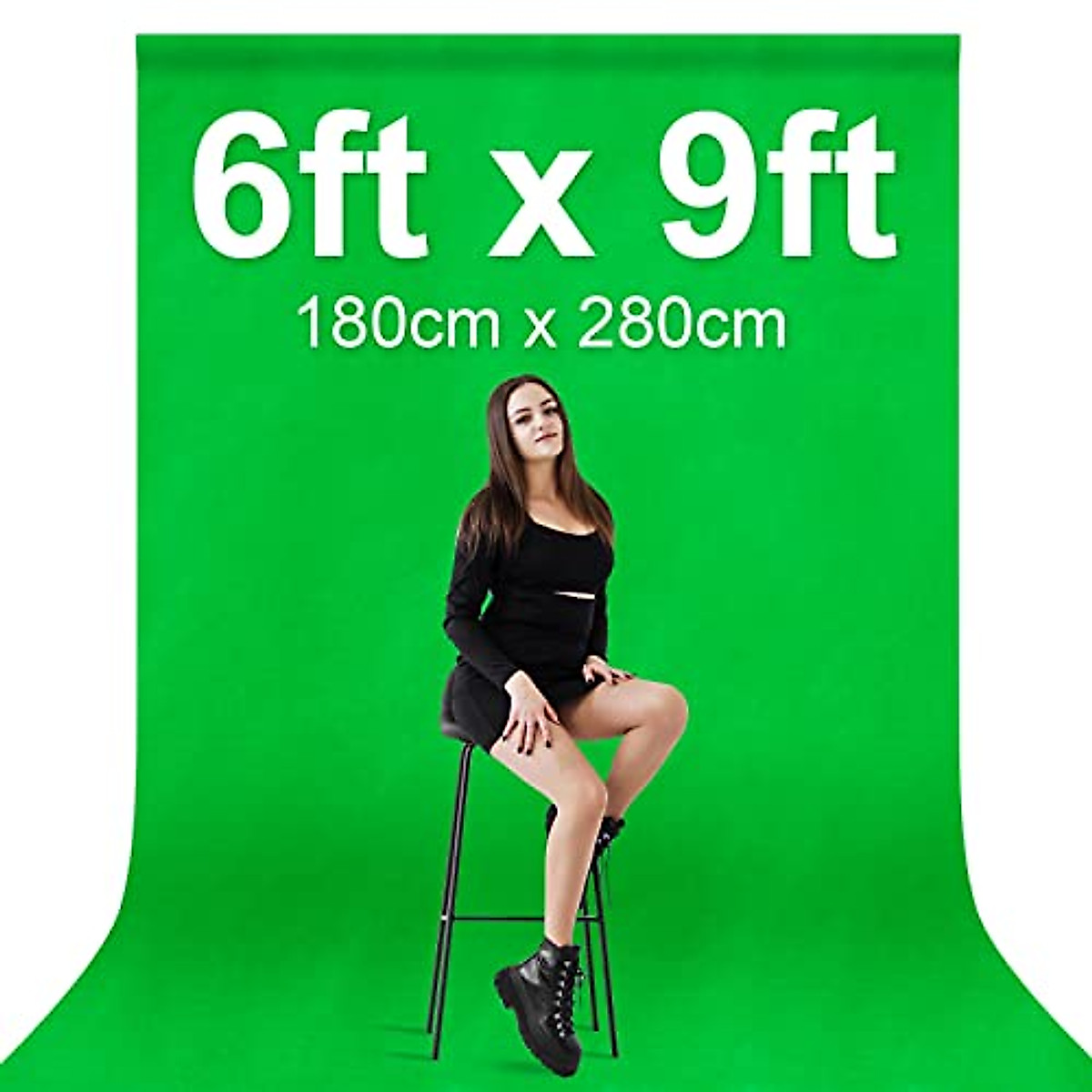 EMART Green Screen Backdrop, Photography Greenscreen Background for Streaming Zoom, Small Photo Muslin Green Chromakey Cloth Fabric Curtain with 4 Backdrop Clip
