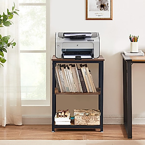 VECELO Tall End Side Table,30" Height Nightstand with 3-Tier Storage Shelf for Living Room Bedroom Office Hallway Study