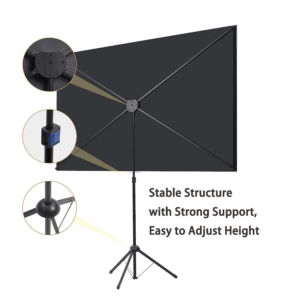 Projector Screen with Stand, 60 Inch Outdoor Projector Screen 16:9 and Stand, Portable Projector Screen with Aluminium Frame, Lightweight and Compact, Easy Setup, Idea for Home Cinema, Backyard Party