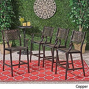 Christopher Knight Home Athena Outdoor 29" Aluminum Barstool (Set of 4), Copper Finish