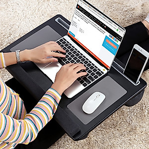 Extra Large Lap Laptop Desk- Home Office Portable LapDesk with Mouse Pad & Wrist Rest for Notebook/ MacBook/ Tablet, Sofa Bed Working, Writing, Drawing (Carbon Black, Fit Up to 17-inch Laptops)