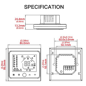 Maiju Smart tat Light Temperature Controller 5A Water Floor Heating for Home No Wi-Fi -- White