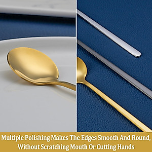 12 Pcs Coffee Spoons Set, 6.7" Gold Tea Spoons Long Handle, Stirring Spoons, Gold Small Teaspoons, Stainless Steel Gold Spoons, Long Spoons for Stirring, Gold Espresso Spoons, Coffee Bar Accessories