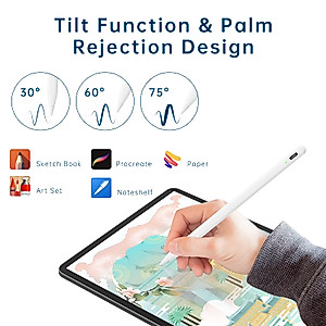 Stylus Pen for iPad,Pencil with Palm Rejection,Apple Pencil for (2018-2022) iPad Pro 11/12.9, iPad 9th/8th/7th/6th Gen, iPad Air 5th/4th/3rd Gen, iPad Mini 6th/5th Gen-for Painting Sketching Doodling