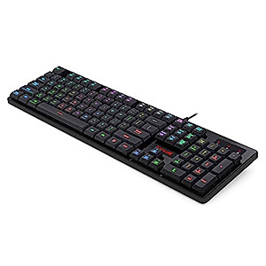 Redragon K509 RGB-Backlit Gaming Keyboard,104 Keys Wired Mechanical Feeling Low Profile Quiet Keyboard, Spill-Resistant, Anti-Ghosting, Compatible with Windows,macOS, PS4/5, Xbox. Black