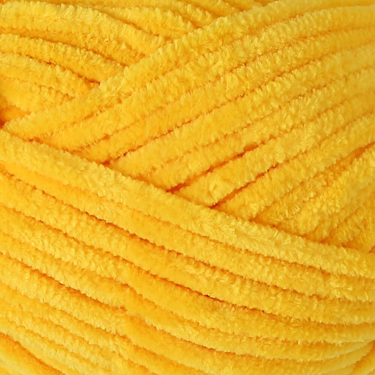 2 Skein La Mia Mellow Velvet Chenille Yarn for Knitting and Crocheting Baby Clothes, Blankets and Accessories, 100% Polyester, 100 gr (3.5 oz) / 115 m (125 Yards), Super Bulky, Yellow - 947