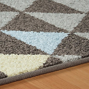 SUPERIOR Pastel Aztec Collection Area Rug, 6mm Pile Height with Jute Backing, Affordable and Contemporary Rugs, Multicolored Geometric Pattern - 8' x 10' Rug, Slate