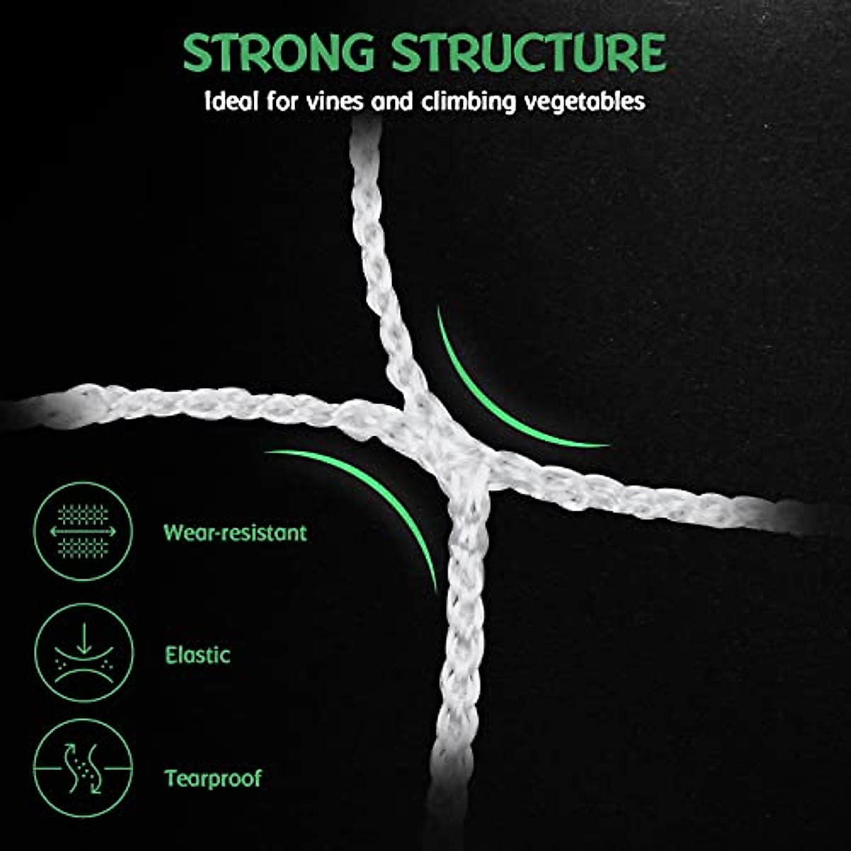 Seedfactor 5 x 15 ft. Plant Trellis Netting, Heavy-Duty Polyester Grow Net, Garden Trellis Netting with Square Mesh for Climbing Plants, Vegetables, Fruits, and Flowers, 1-Pack