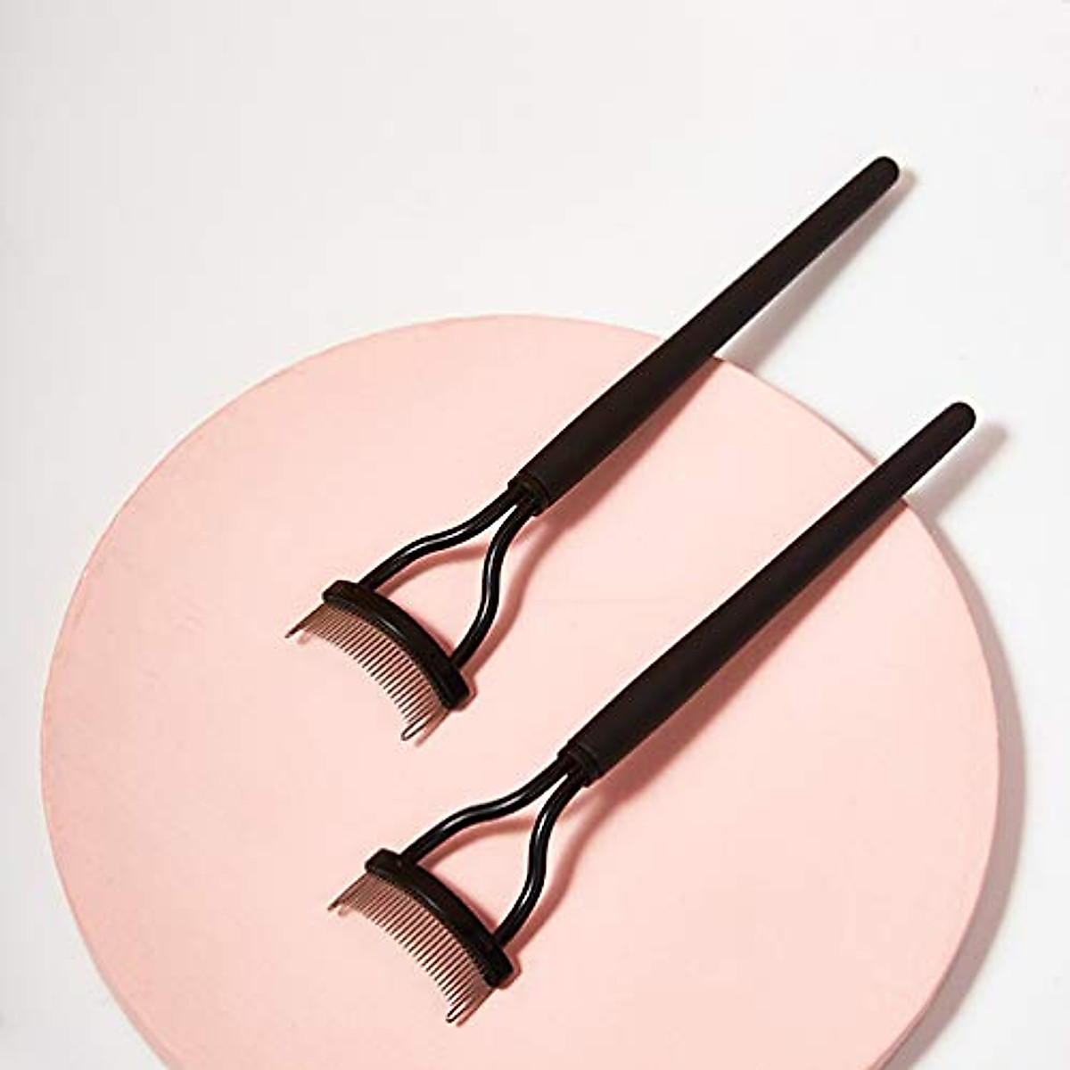 TEOYALL 2 PCS Eyelash Comb, Makeup Mascara Applicator Metal Teeth Eyelashes Separator Curler Arc Designed False Eyelash Grooming Brushes