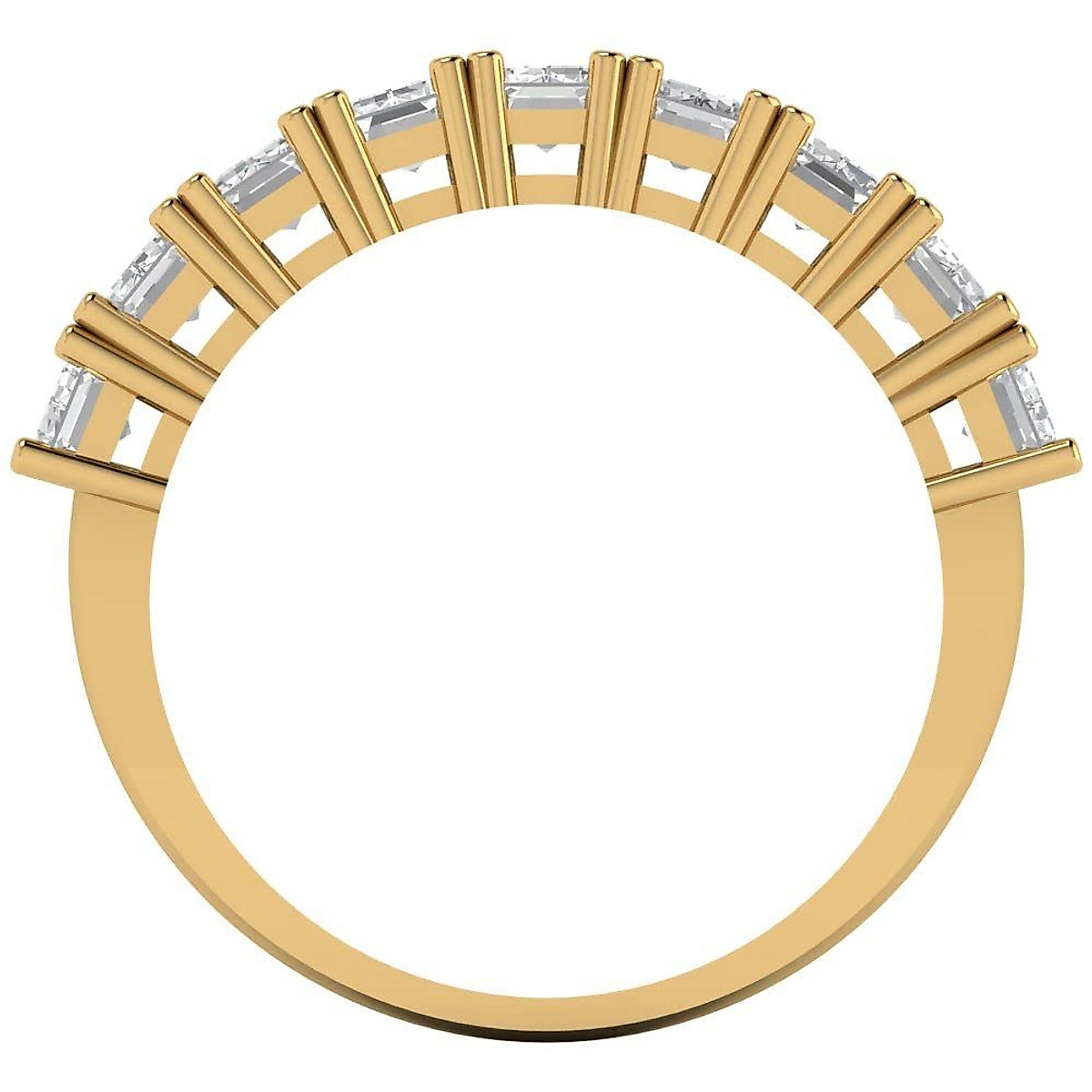 Clara Pucci 2.61 Carat Emerald Cut Clear Simulated Diamond 14k Yellow Gold Eternity Wedding Engagement Designer Anniversary Ring Band Size 6