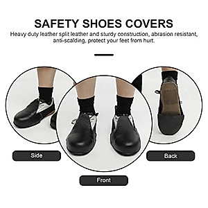 Steel Toe Cap Safety Shoe Covers, Universal Steel Toe Leather Overshoes Workplace with Adjustable Strap, Unisex Safety Footwear Toe Leather Protector Attachment Size EUR 36-46