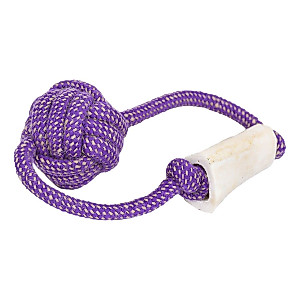 Crazy Tails Dog Chew Rope Toy for All Puppy Breeds Toys for Teething Small Dogs-Ring Ball with Bone