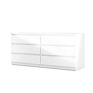 Levan Home Engineered Wood 6 Drawer Double Bedroom Dresser in White High Gloss