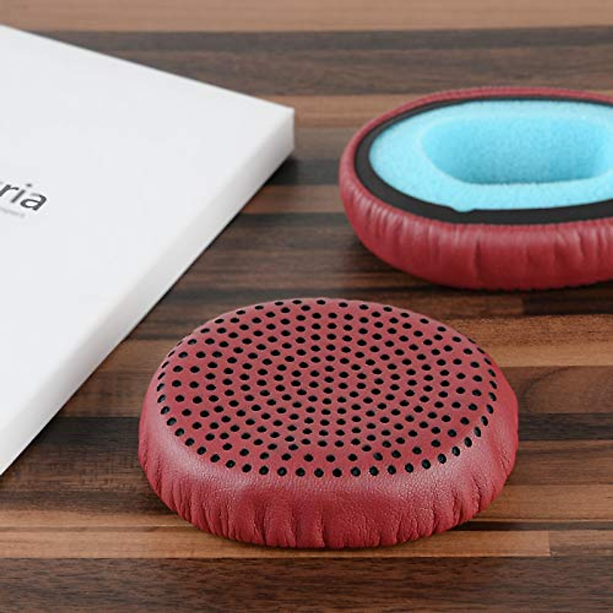 Geekria QuickFit Replacement Ear Pads for Skullcandy Riff Wireless Headphones Ear Cushions, Headset Earpads, Ear Cups Repair Parts (Moab Red)