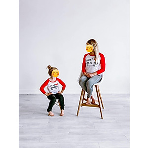 Mommy and Me Matching Outfits Family Matching Letter Print Long Sleeve T-Shirt Clothes Mother Daughter Blouse Tops(Red,Kid/XS(1-2T))