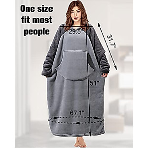 dgdgbaby Oversized Hoodie Wearable Blanket, Microfiber and Sherpa Wearable Blanket Sweatshirt Fleece Wearable Blanket with Giant Pocket for Women Men Teens (Dark Grey)