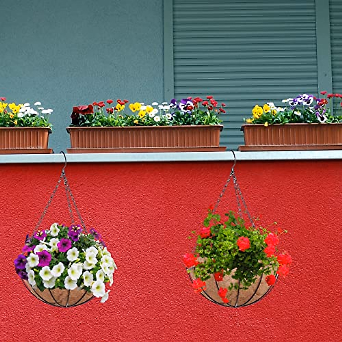 Halatool 4 PCS 14 Inch Round Coco Liners Hanging Basket 100% Natural Replacement Coconut Fiber Liner for Garden Flower Pot Vegetables Herbs