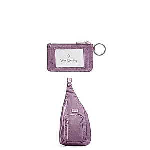 Recycled Lighten Up ReActive Zip ID Case Wallet, Pale Orchid Heather withVera Bradley womens Recycled Lighten Up Reactive Sling Backpack Bookbag, Pale Orchid Heather, One Size US
