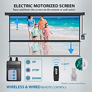 VIVOHOME 100 Inch Electric Motorized Projector Screen with Remote, 16:9 8K 4K Ultra HD Widescreen for Movie Home Theater Cinema Office Video Game