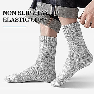5 Pairs Wool Socks Mens, Thick Warm Winter Socks, Soft Wool Hiking Socks, Casual Crew Socks for Men (US Size 6-13)